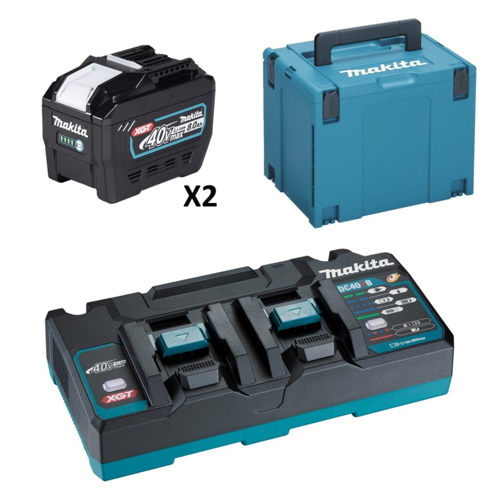 KIT MAKITA® XGT® BATERÍA BL4080F(X2) 8.0AH + CARGADOR DC40RB + ESTUCHE ...